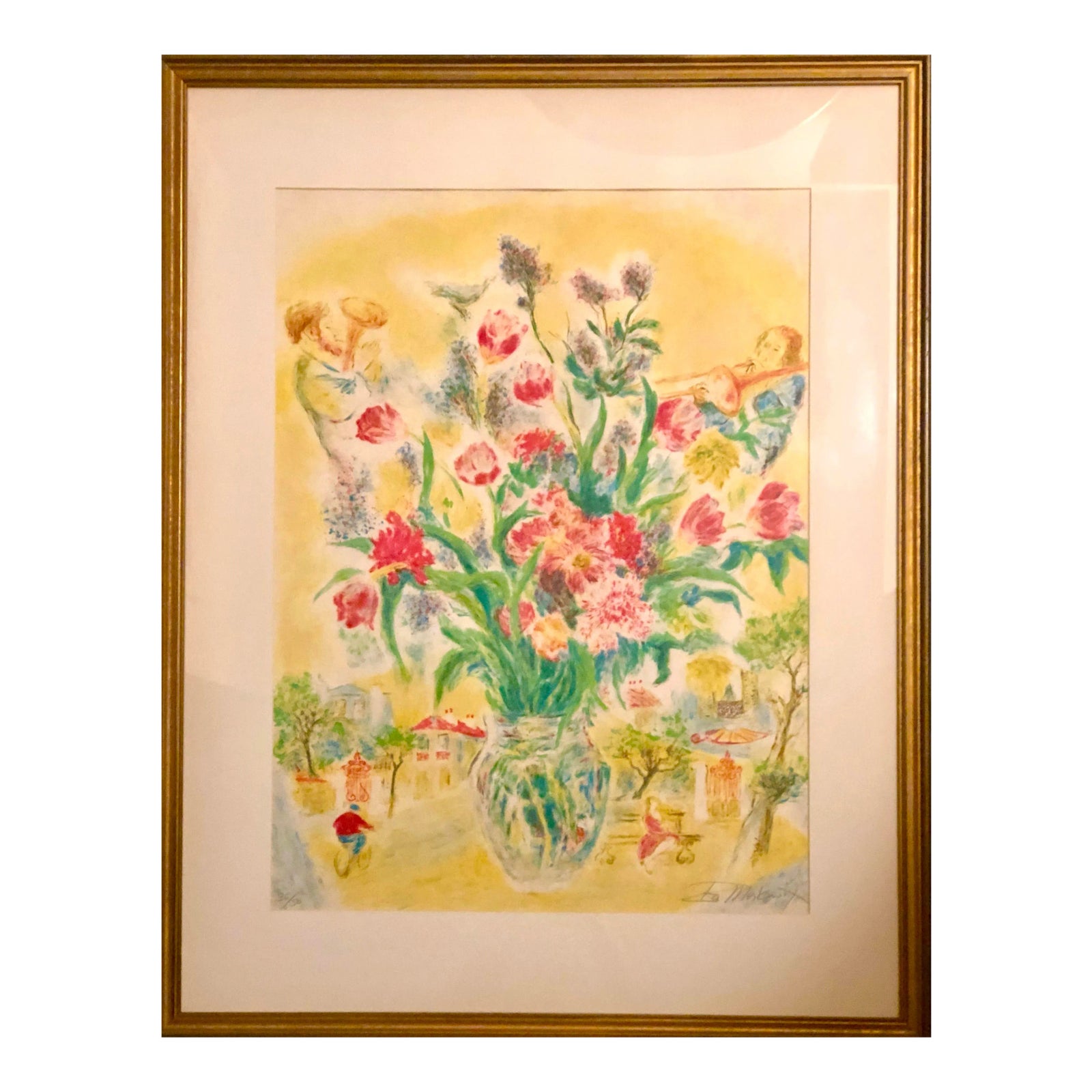 Signed Fine Art, "Flowers 5" by Ira Moskowitz, Framed LIthograph ...