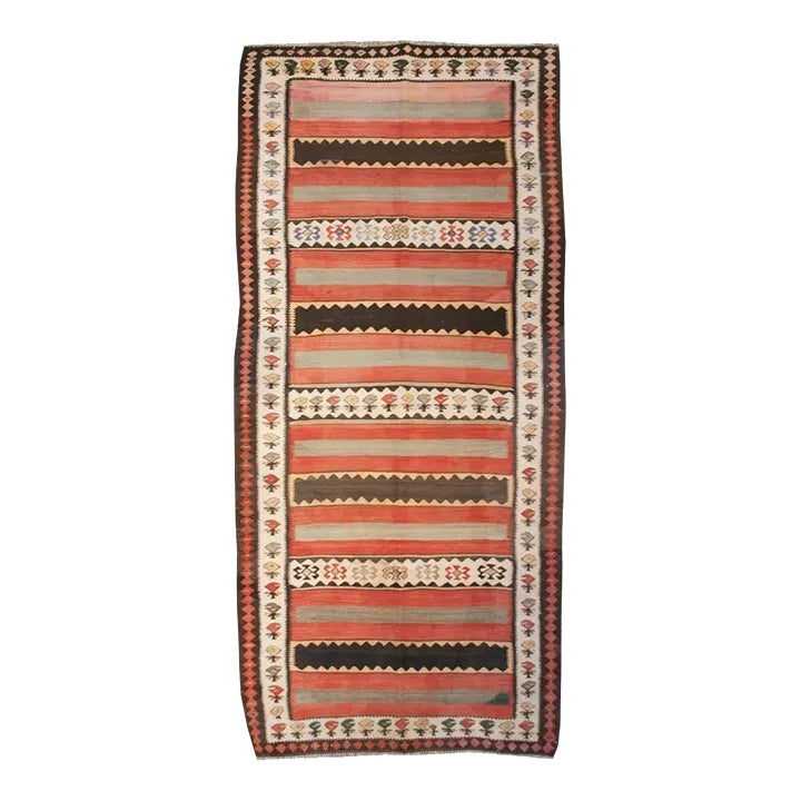 Bold Early 20th Century Zarand Kilim Runner | Chairish