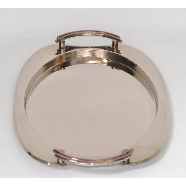 Art Deco Polished Steel & Silver Serveware Platter Barware Serving Tray ...