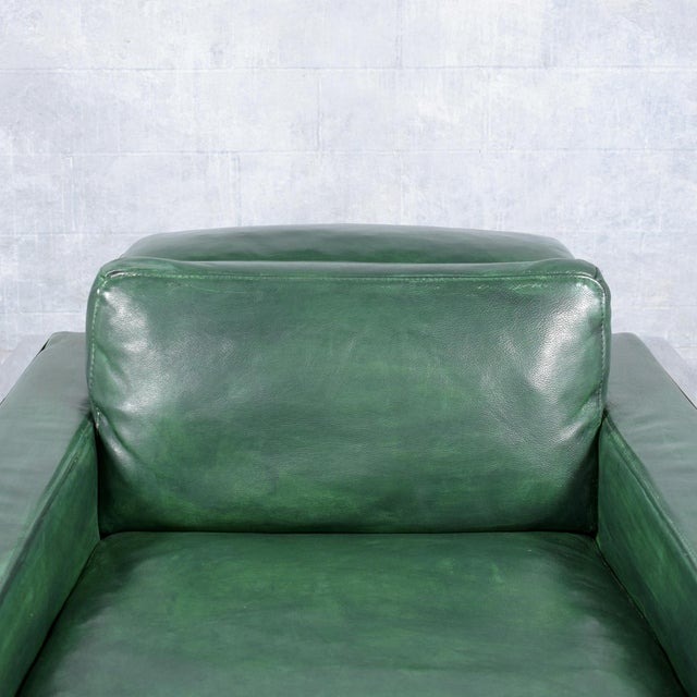 Restored Modern Lounge Chairs in Light Green Leather With Chrome ...