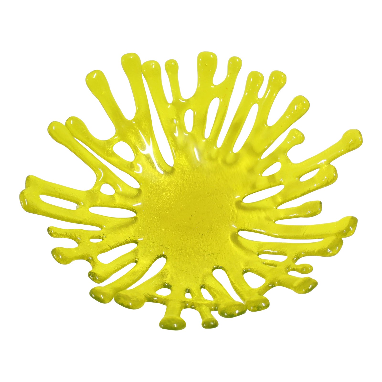 Small Vintage Yellow Art Glass Splat Sculpture | Chairish