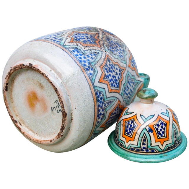 Ceramic Vase W/ Arabesque Design | Chairish