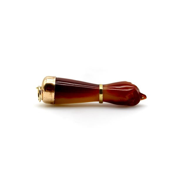 1920s Large Celluloid Figa With 9k Gold Cap and 14k Gold Bail | Chairish