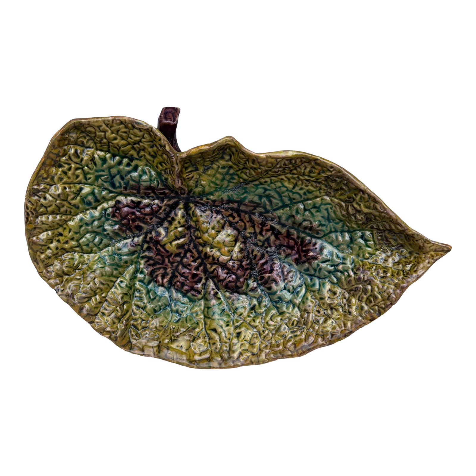 19th Century Majolica Begonia Leaf Wilhelm Schiller & Son Vide-Poche ...