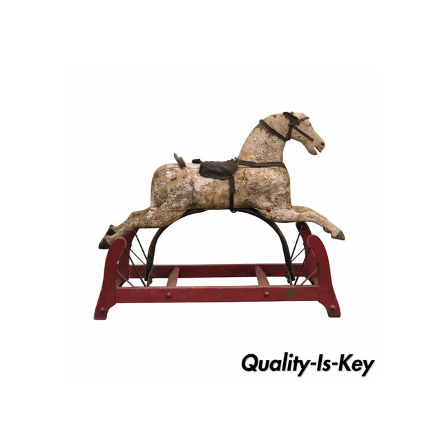 Antique Primitive Glider Rocking Hobby Horse Rustic Carved Wood Cast ...