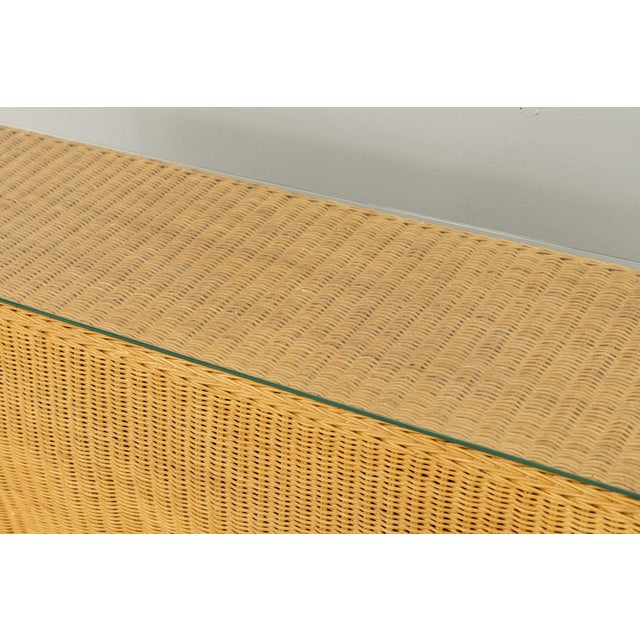 1970s Woven Wicker Console Table | Chairish