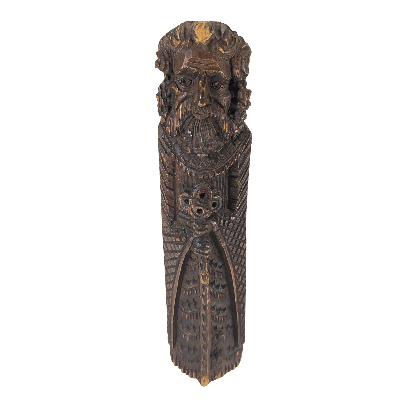 20th Century Carved Gothic Revival Wood Bearded Priest Figure | Chairish