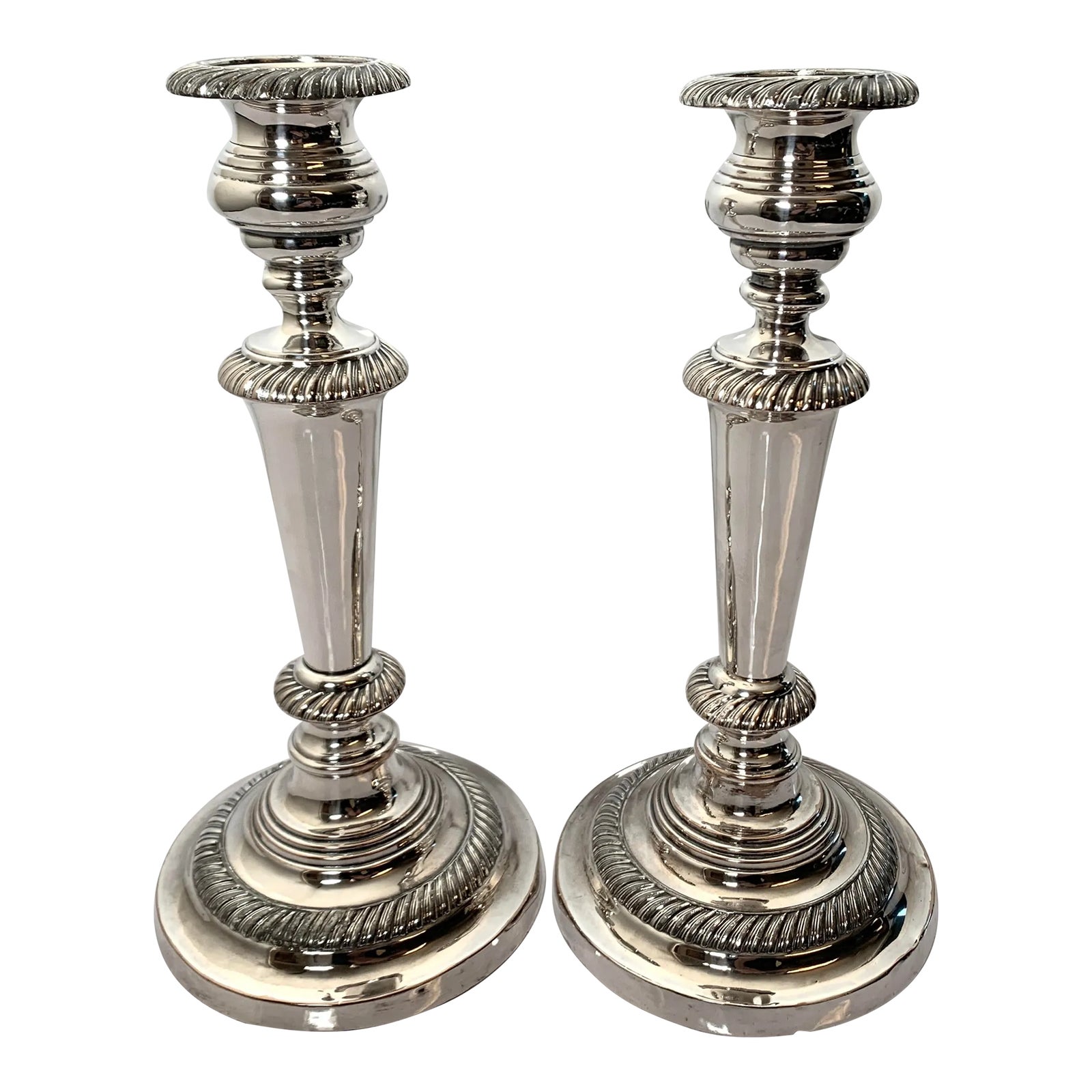 Pair of Antique Georgian Style Old Sheffield Silverplate Candlesticks ...