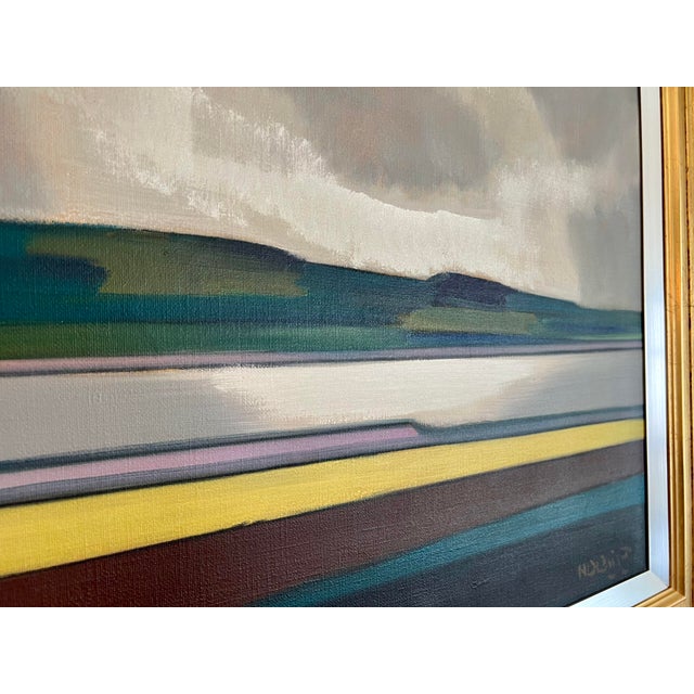 Mid 20th Century “Cloudy Reflection” Midcentury Modern Oil Painting by ...