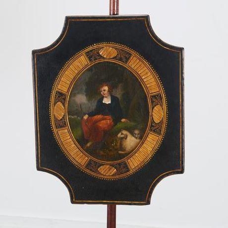 Early 19th Century Regency Polychrome Painted Pole Screens - a Pair ...