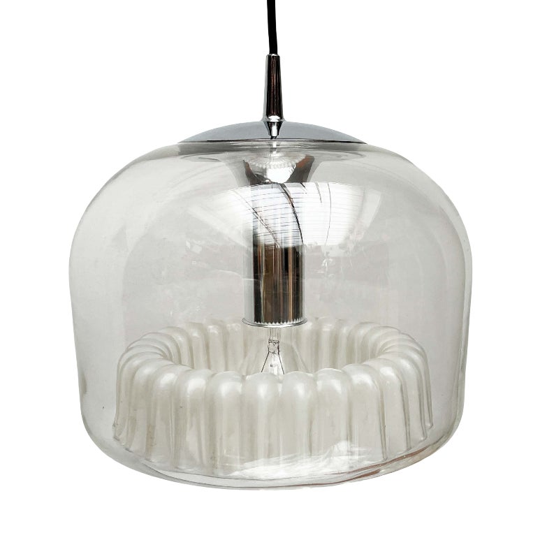 Mid-Century Modern German Space Age Pendant Lamp in Chrome and Glass ...