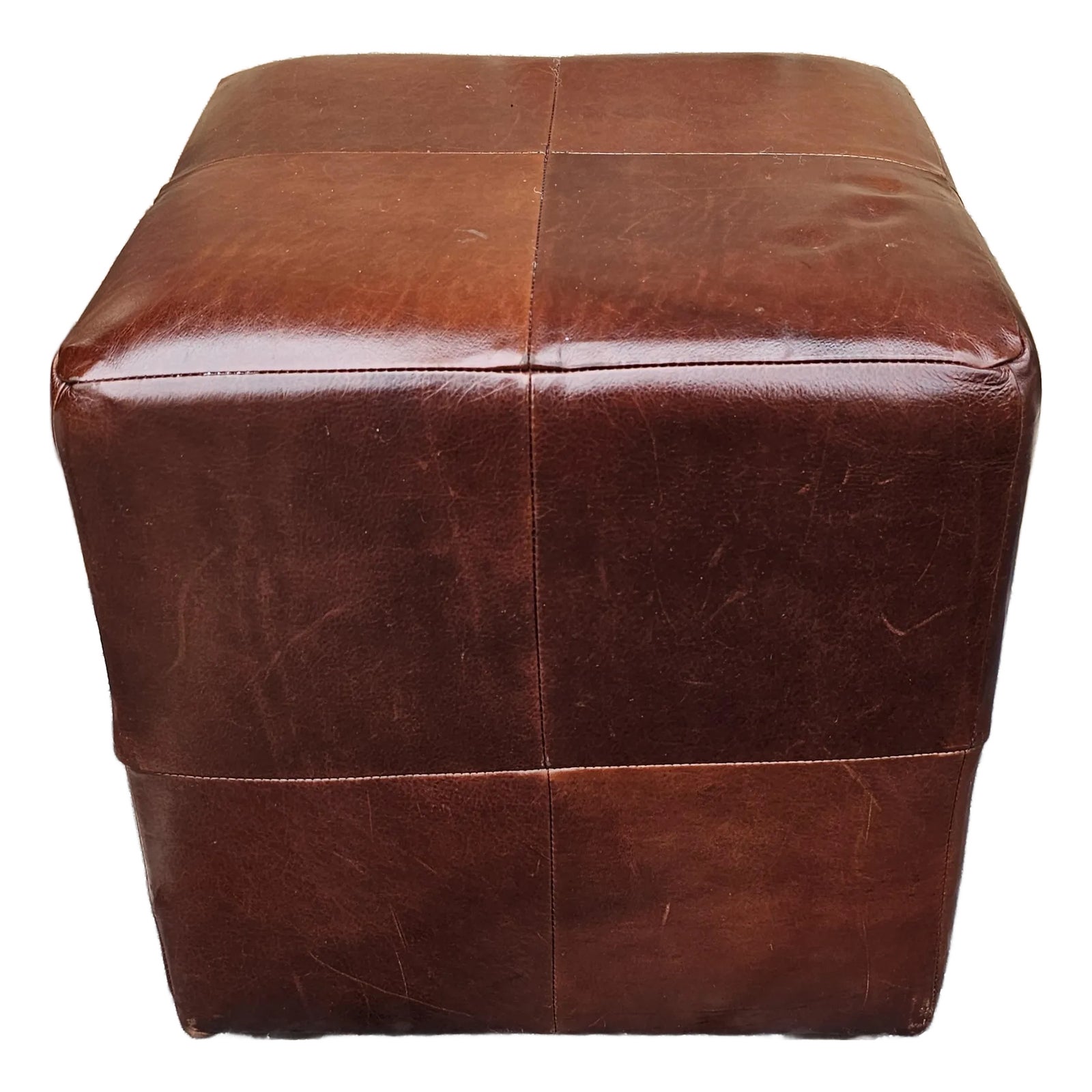 Early 21st Century Restoration Hardware Leather Ottoman | Chairish