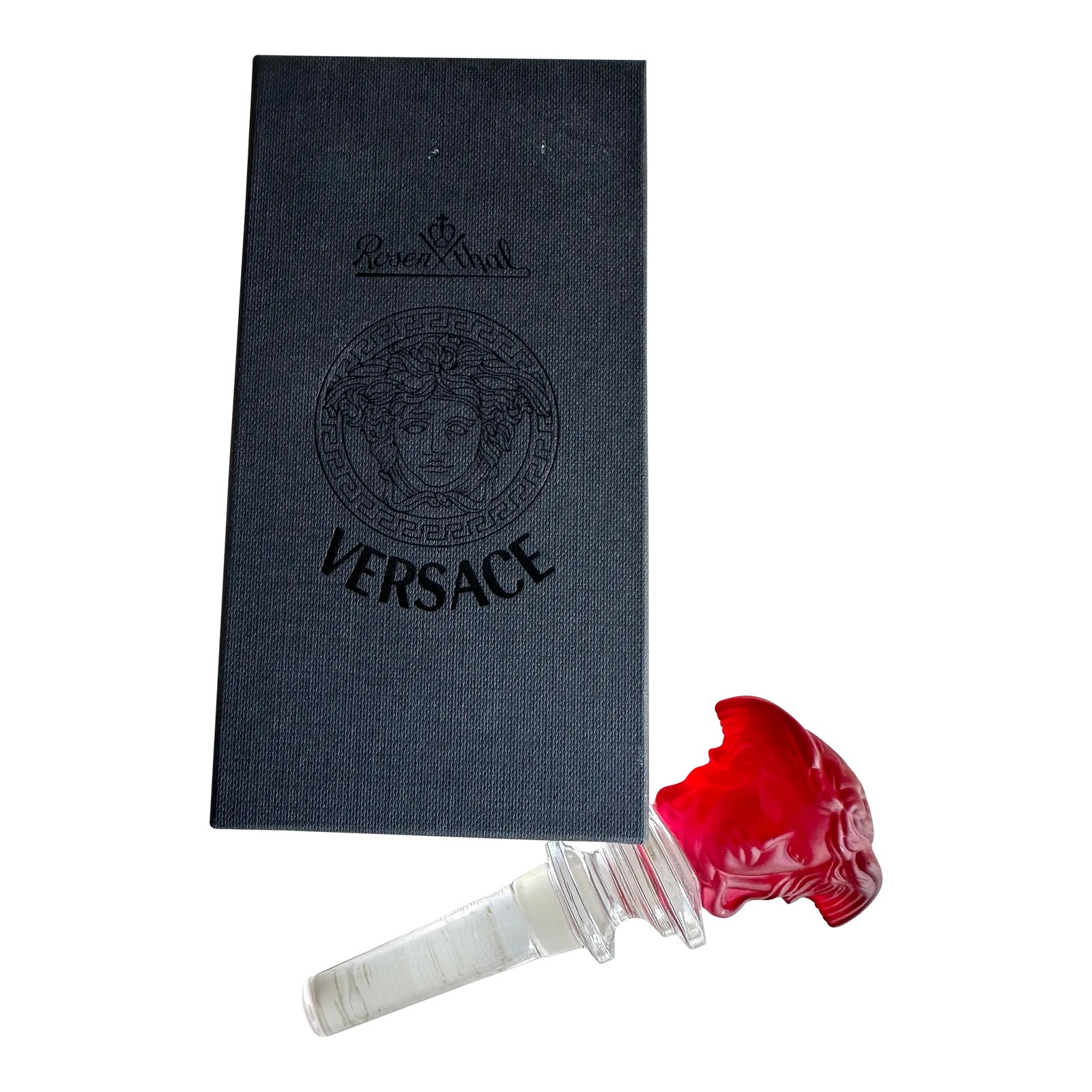 Vintage Versace Rosenthal Wine Stopper Red Medusa Original Box | Chairish