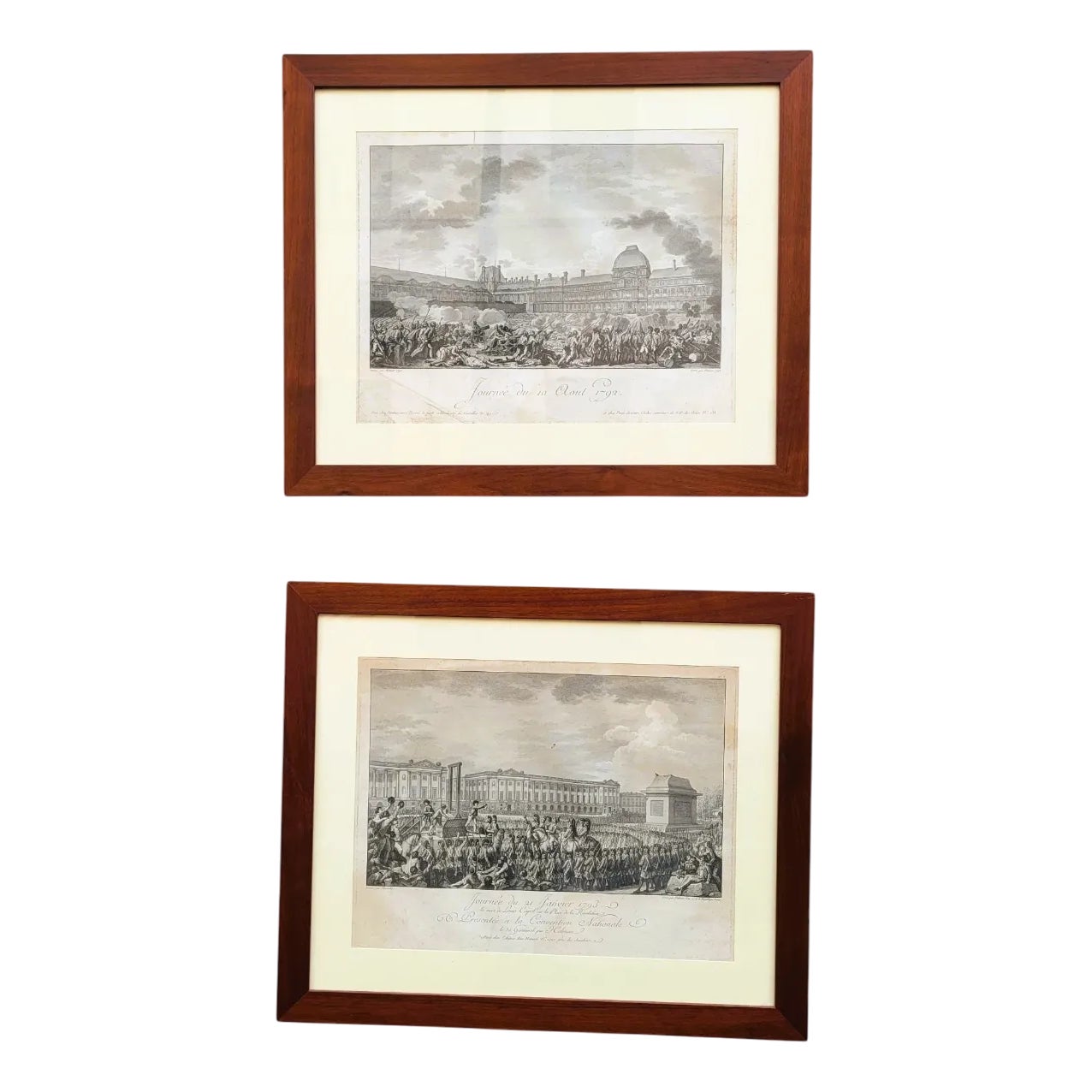 French Revolution Scenes, 19th Century, Engravings, Framed, Set of 2 ...