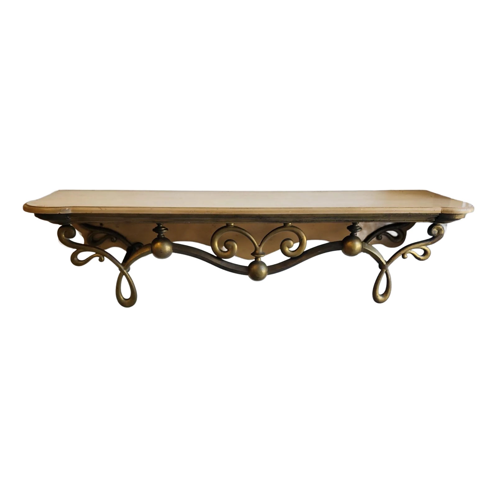 1980s Brass Art Nouveau Floating Console Table | Chairish