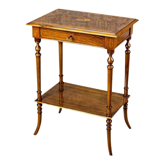 19th Century Vintage Table With Inlaid Top | Chairish