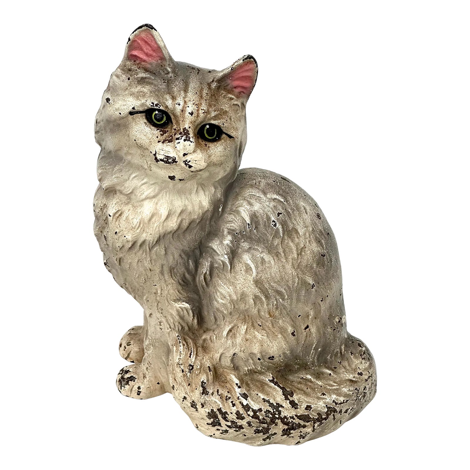Vintage 1930s Cast Iron Figurative Sitting Persian Cat Doorstop Signed ...