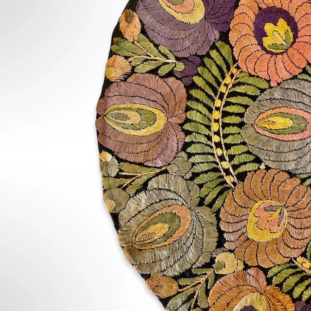 1920s Hungarian Matyo Hand-Embroidered Doily Table Cover | Chairish