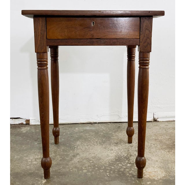 Antique Wood Side Table With Single Drawer | Chairish