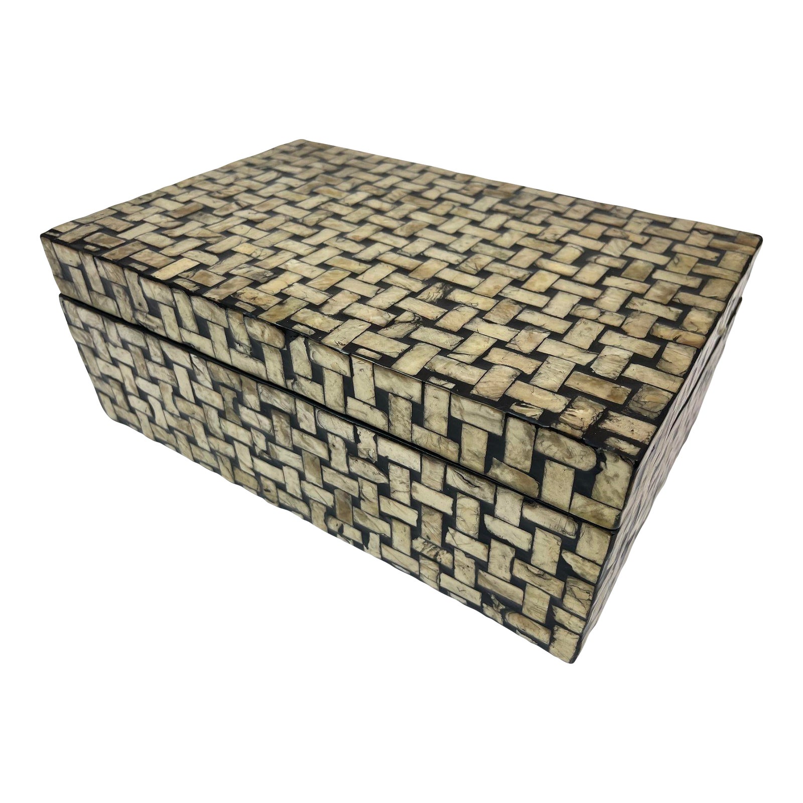Wooden Rectangle Box Covered in Abalone Shell | Chairish