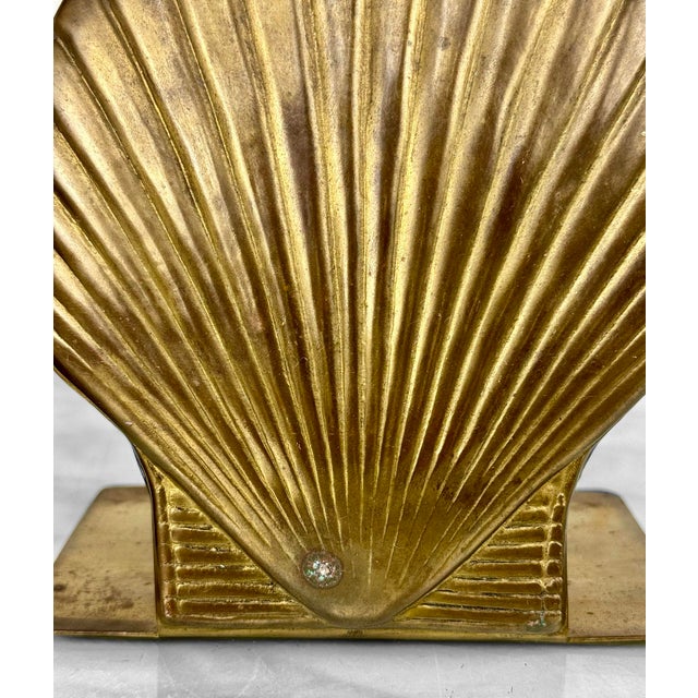 Vintage Hollywood Regency Brass Scallop Shell Library Bookends - a Pair ...