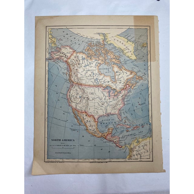 1883 Antique North America Map | Chairish