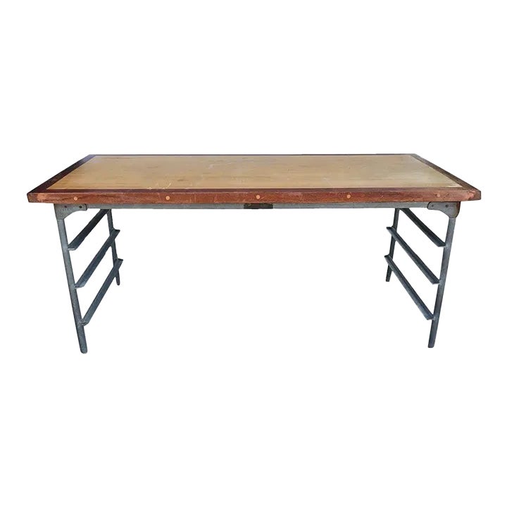 Large American Union Steel Industrial Mahogany and Maple Top Bakery ...
