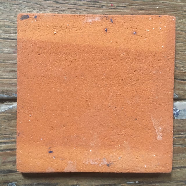 Hand Painted Blue + Ivory Border Terra Cotta Tile | Chairish