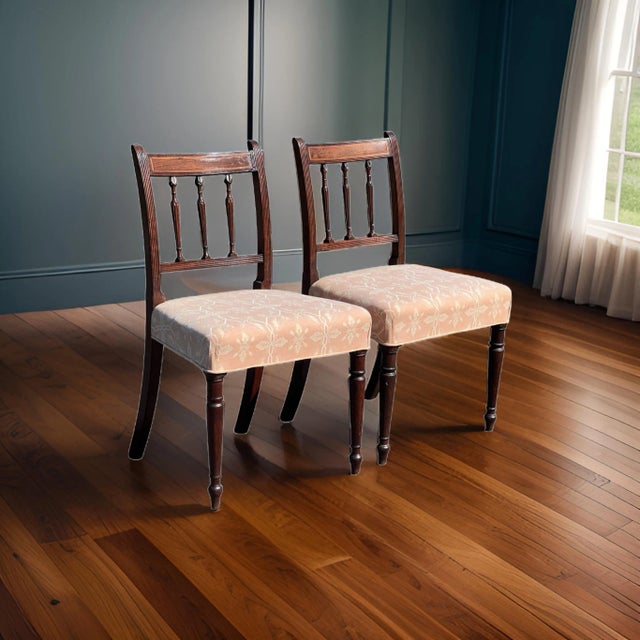 Early 19th Century Antique Pair of Inlaid Sheraton Side Chairs With ...