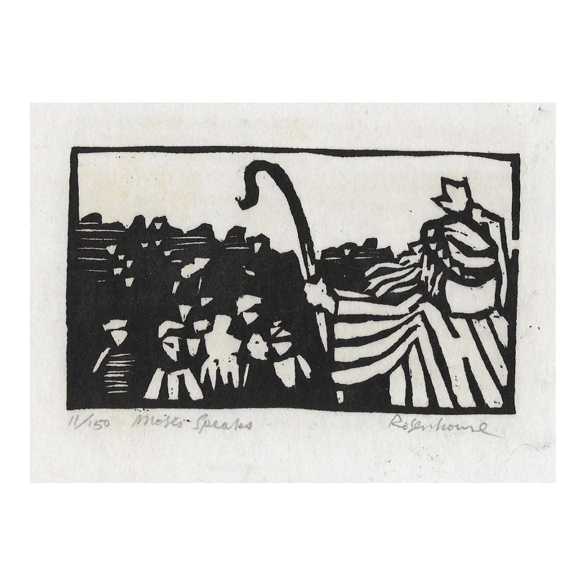 1966 Irwin Jacob Rosenhouse Moses Speaks Old Testament Woodcut | Chairish