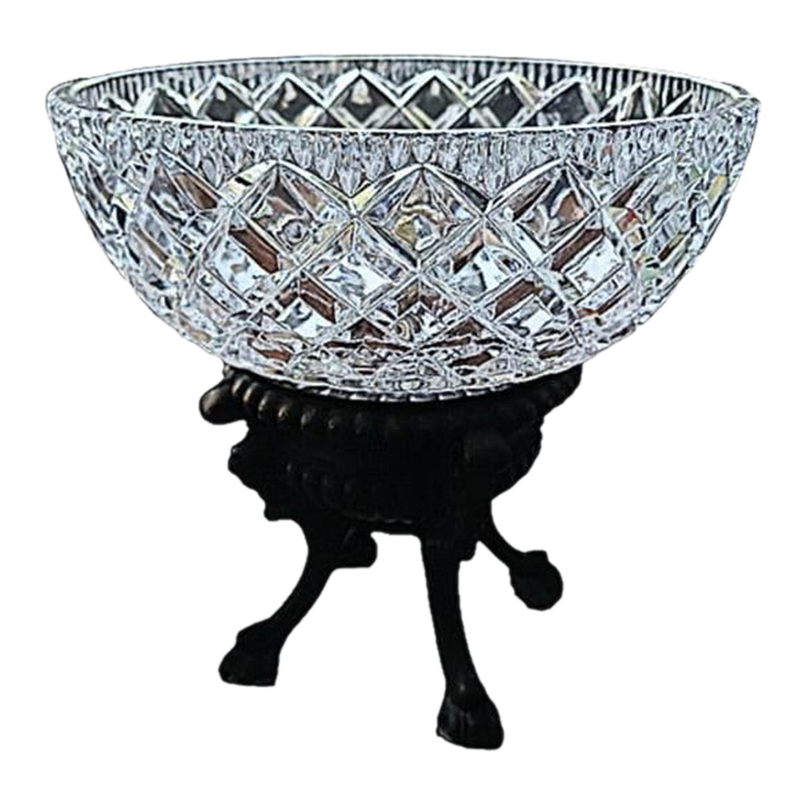 Vintage Mid 20th Century Crystal Cut Glass Diamond Pattern Bowl With ...