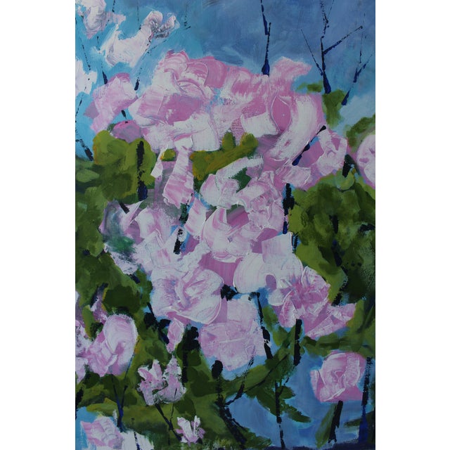 "Pink Flowers" Contemporary Abstract Botanical Painting | Chairish