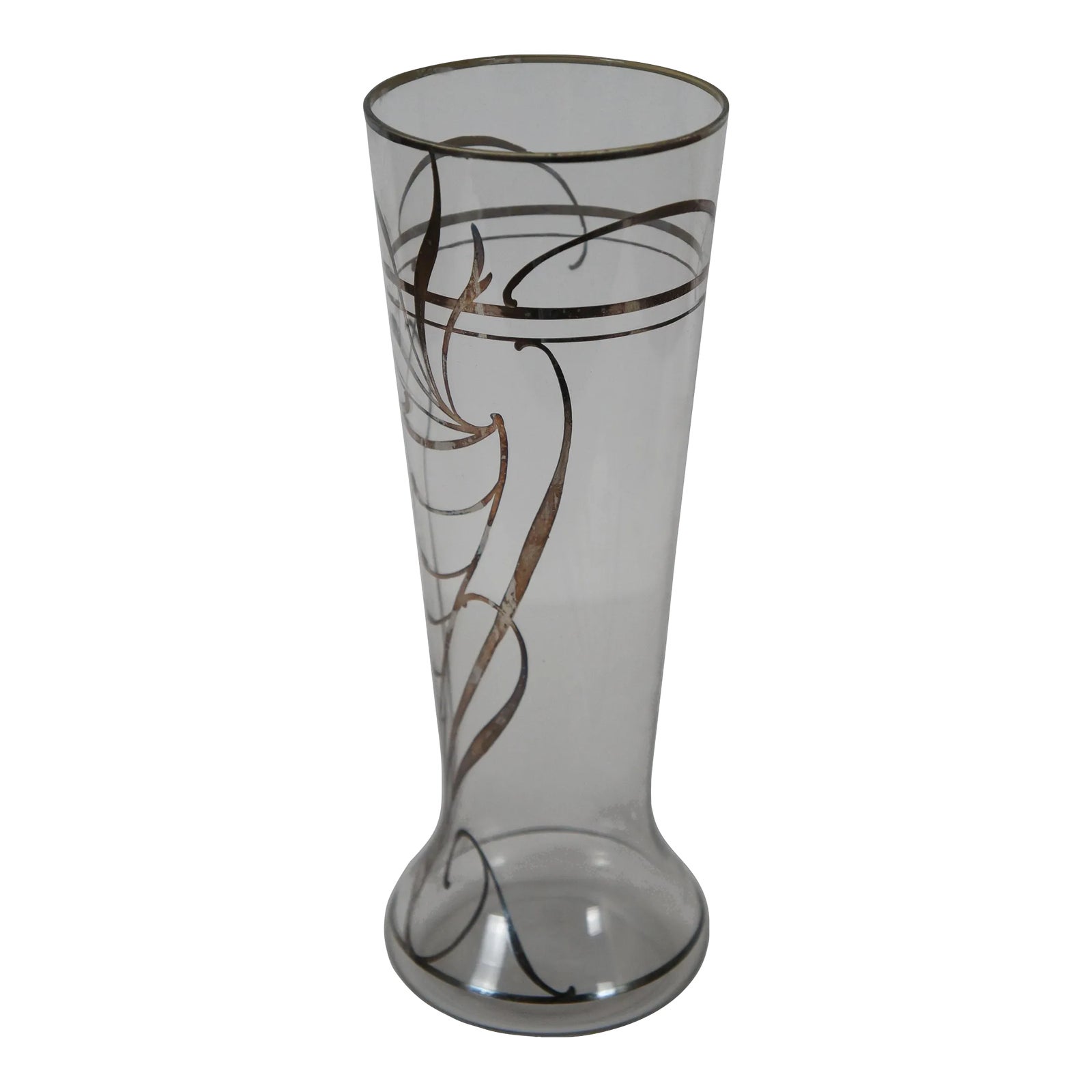 Early 20th Century Art Nouveau Clear Glass Sterling Silver Overlay ...