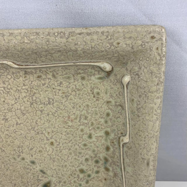 Vintage Handmade Square Pottery Plate | Chairish