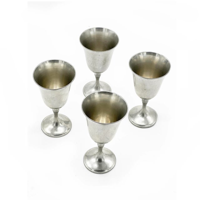 Vintage Queen City Silver Co Pewter Stemmed Goblets - 4 Pieces | Chairish