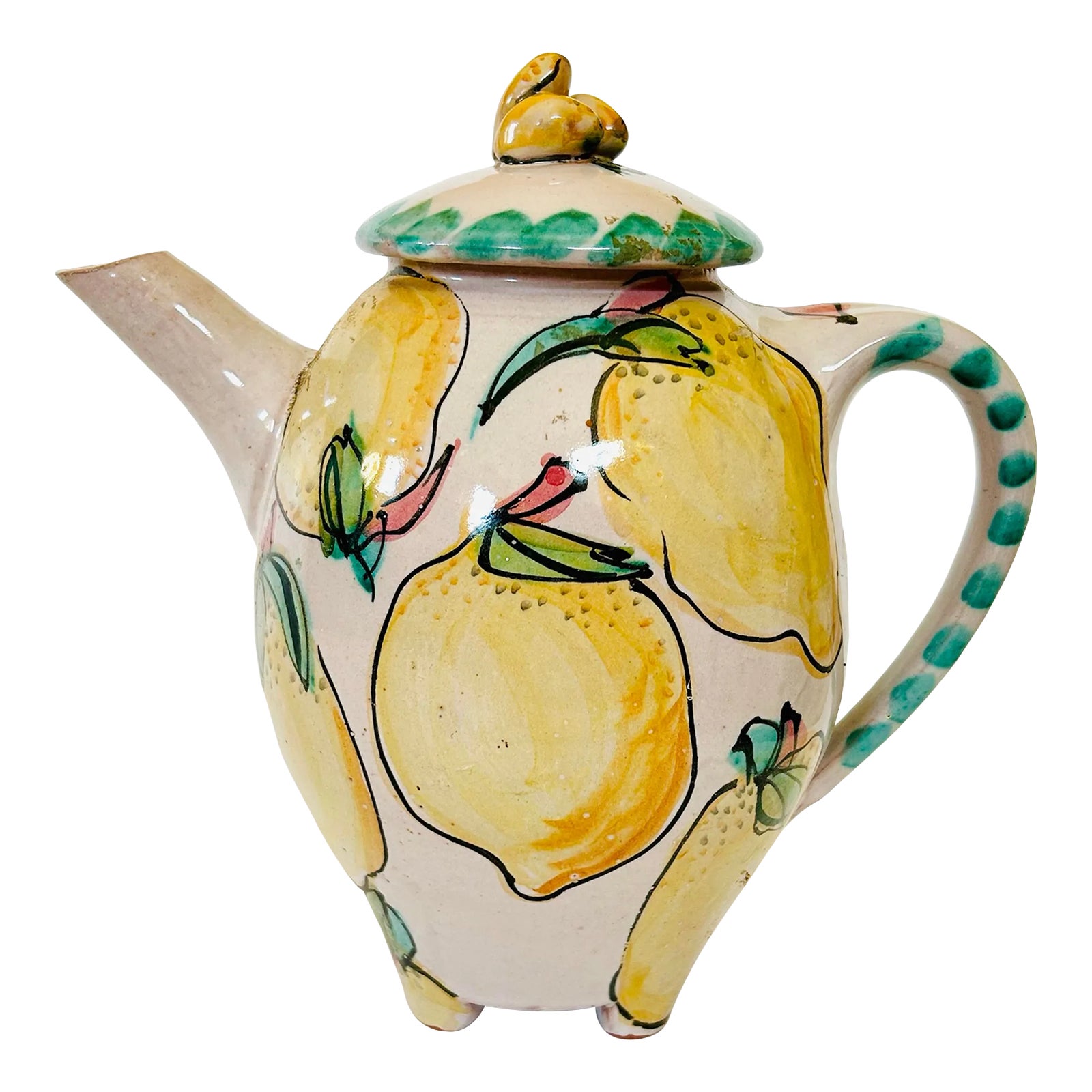 Italian Ceramic Spring Lemon Pitcher | Chairish