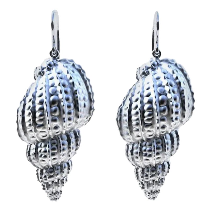 14 Karat White Gold Polka Dot Shell Earrings, 2 pieces | Chairish