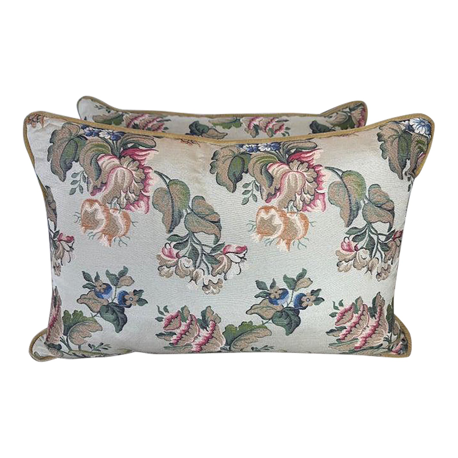 Pair of Vintage-Inspired Floral Brocade Pillows | Chairish