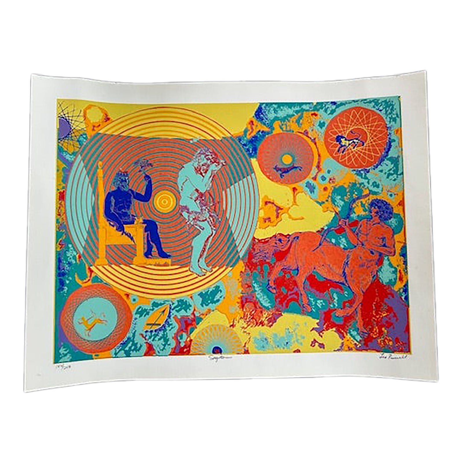 1970s Sagittarius, Mid Century Modern Serigraph Print by Leo Russell ...