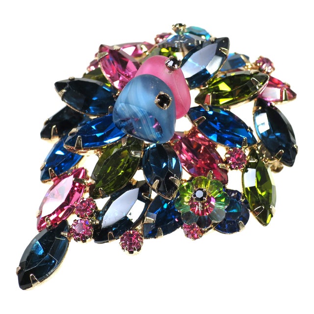 1950s Designer Kramer Multicolor Crystal Brooch | Chairish