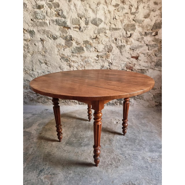 Antique French Round Walnut Dining Table, 1890s | Chairish