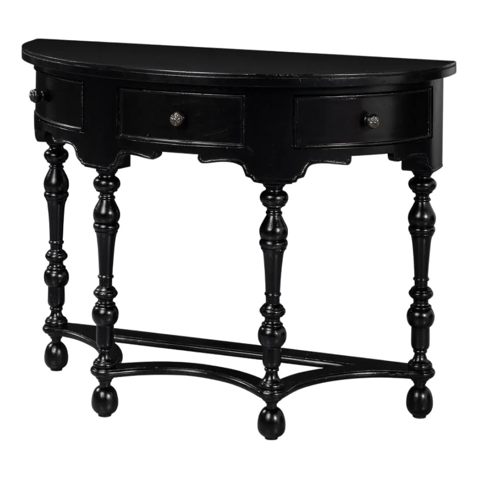 Black Demilune Console Table With Drawers | Chairish