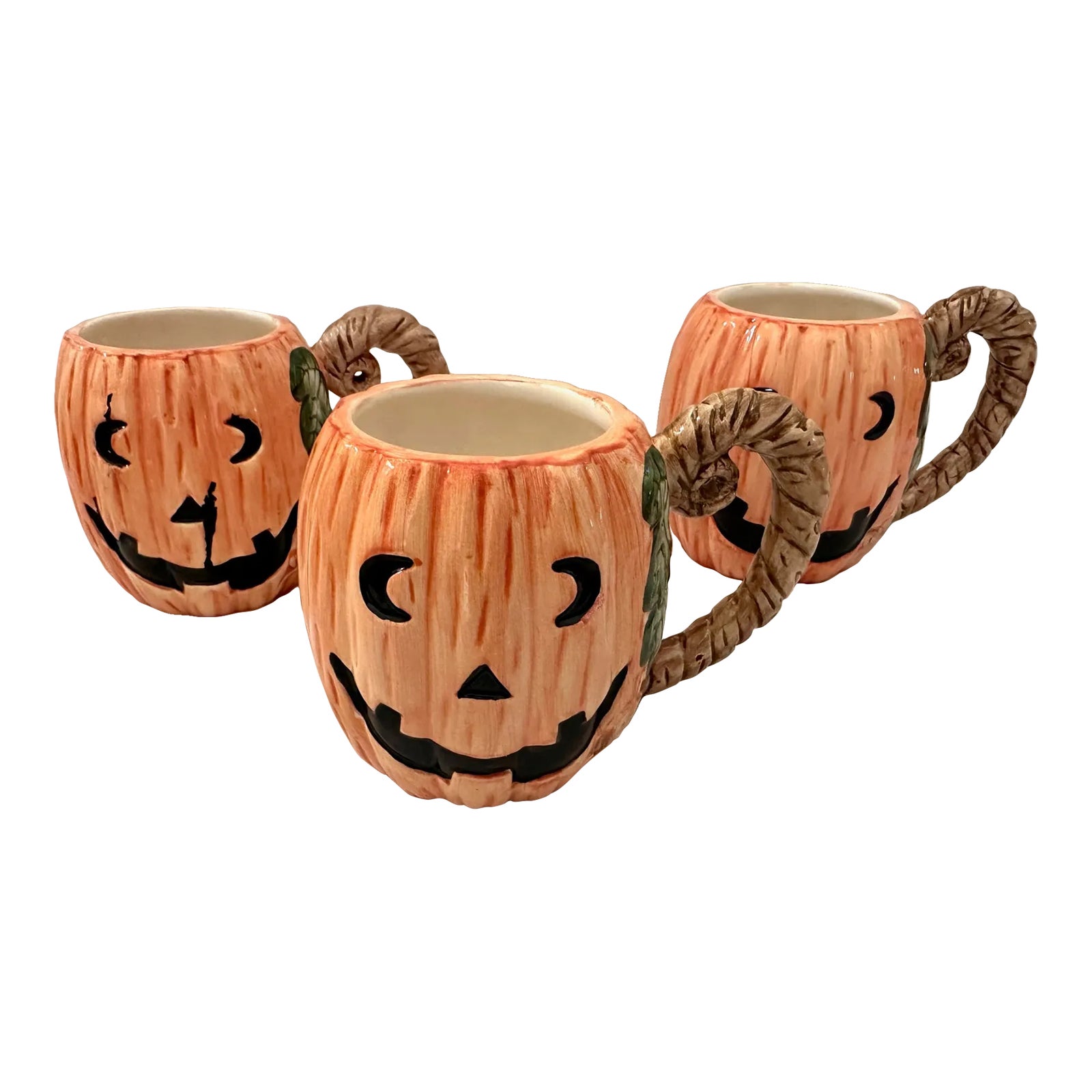 Vintage OCI/Fitz & Floyd Jack-O-Lantern Mugs-Set of 3 | Chairish
