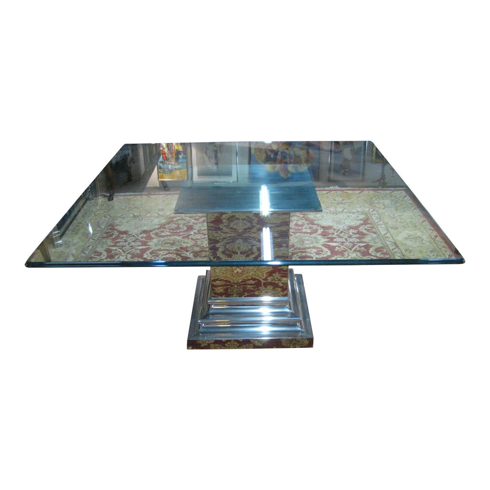 Brueton Stainless Steel Column Dining Table | Chairish