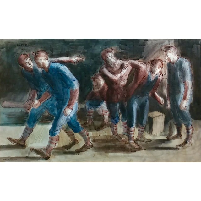 Carl Hugo Beetz "Taking the Baseball Field" Mixed Media Painting | Chairish