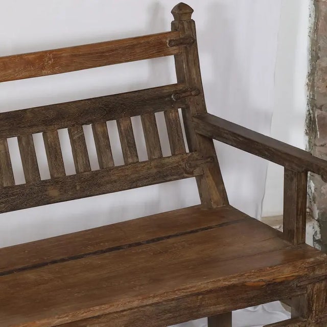 Antique Indian Spanish Colonial Style Teakwood Bench | Chairish