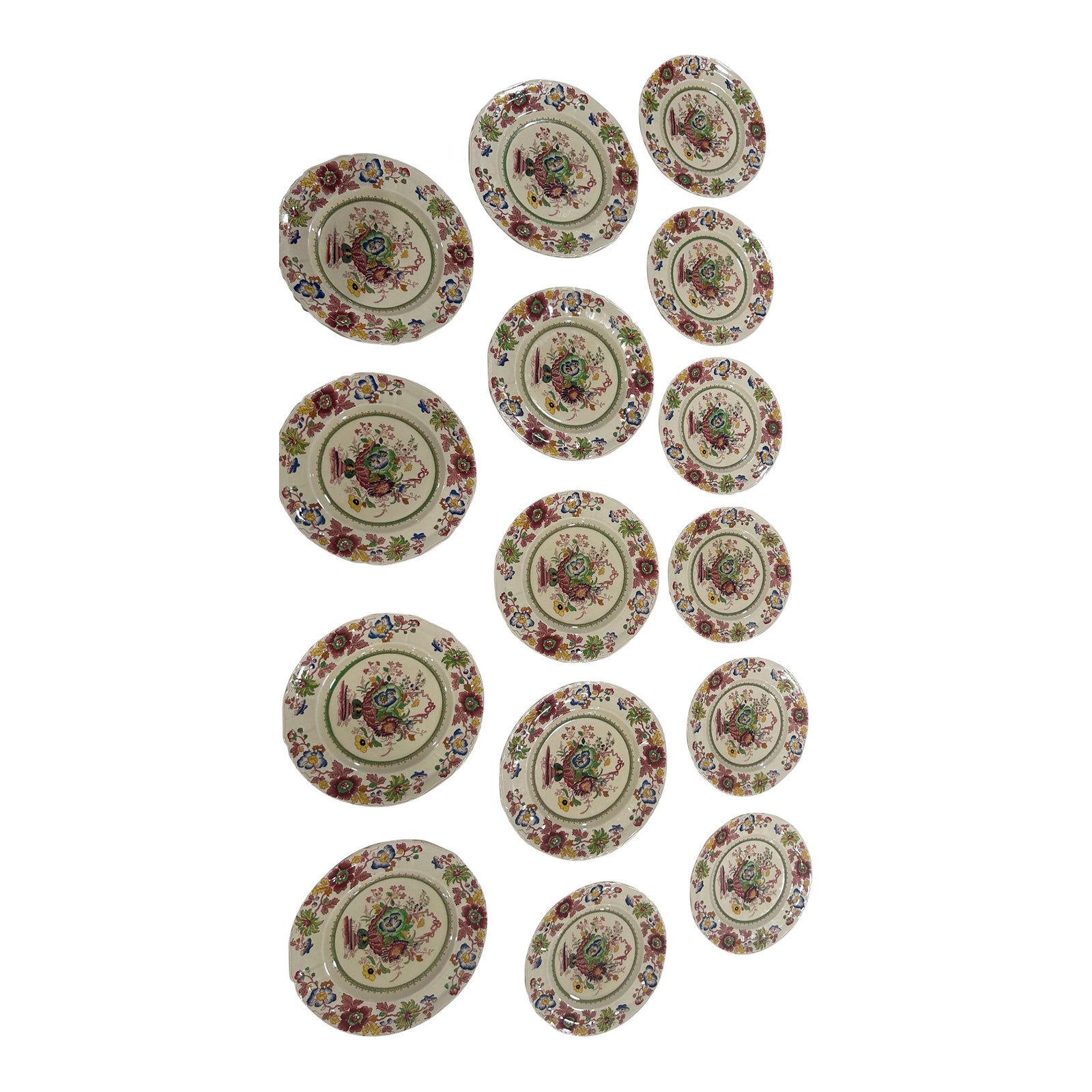 1930s Set of 15 Dinner & Side Plates in Strathmore Pattern by Mason’s ...