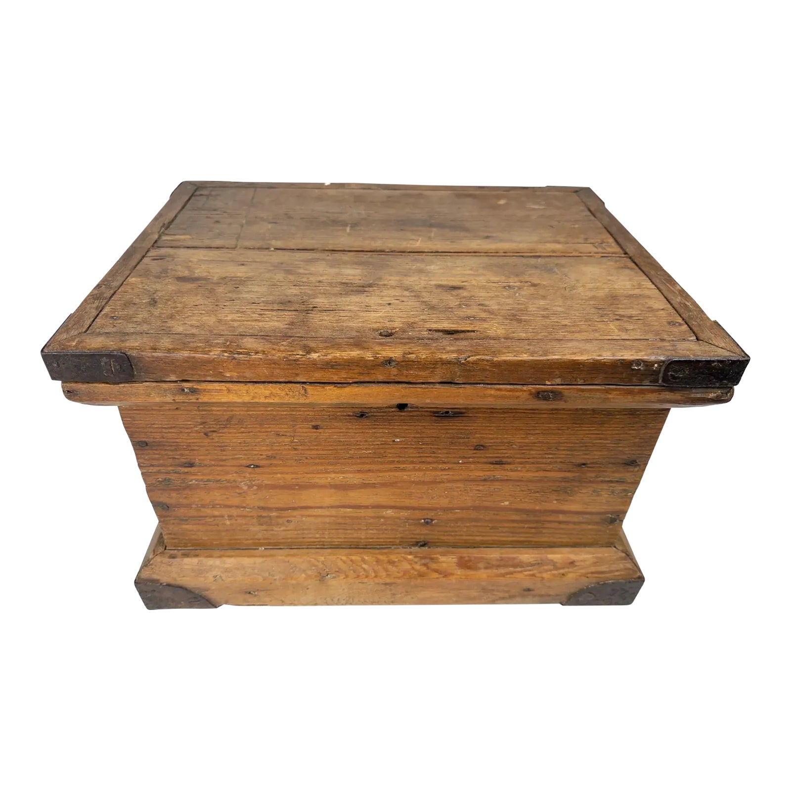 Antique English Storage Box With Interior Blue Paint | Chairish