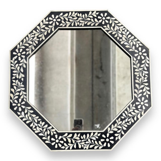 Moroccan Floral Bone Inlay Mirror | Chairish