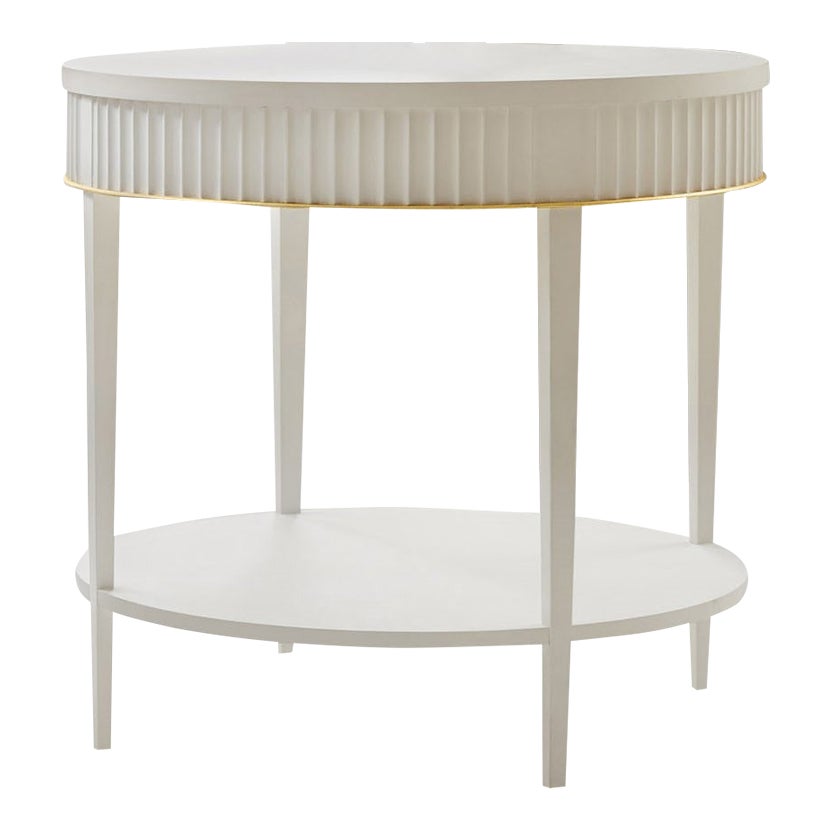 Modern History Round Scalloped End Table | Chairish